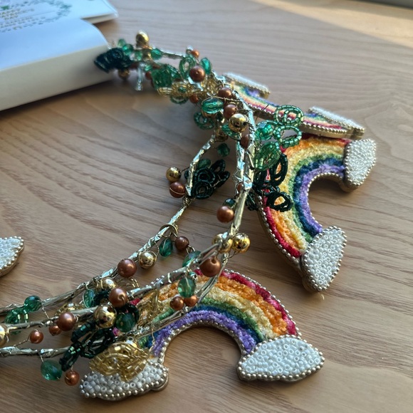 Holiday | At Patricks Day Bling Beaded Garland Rainbow Green Leprechaun ...